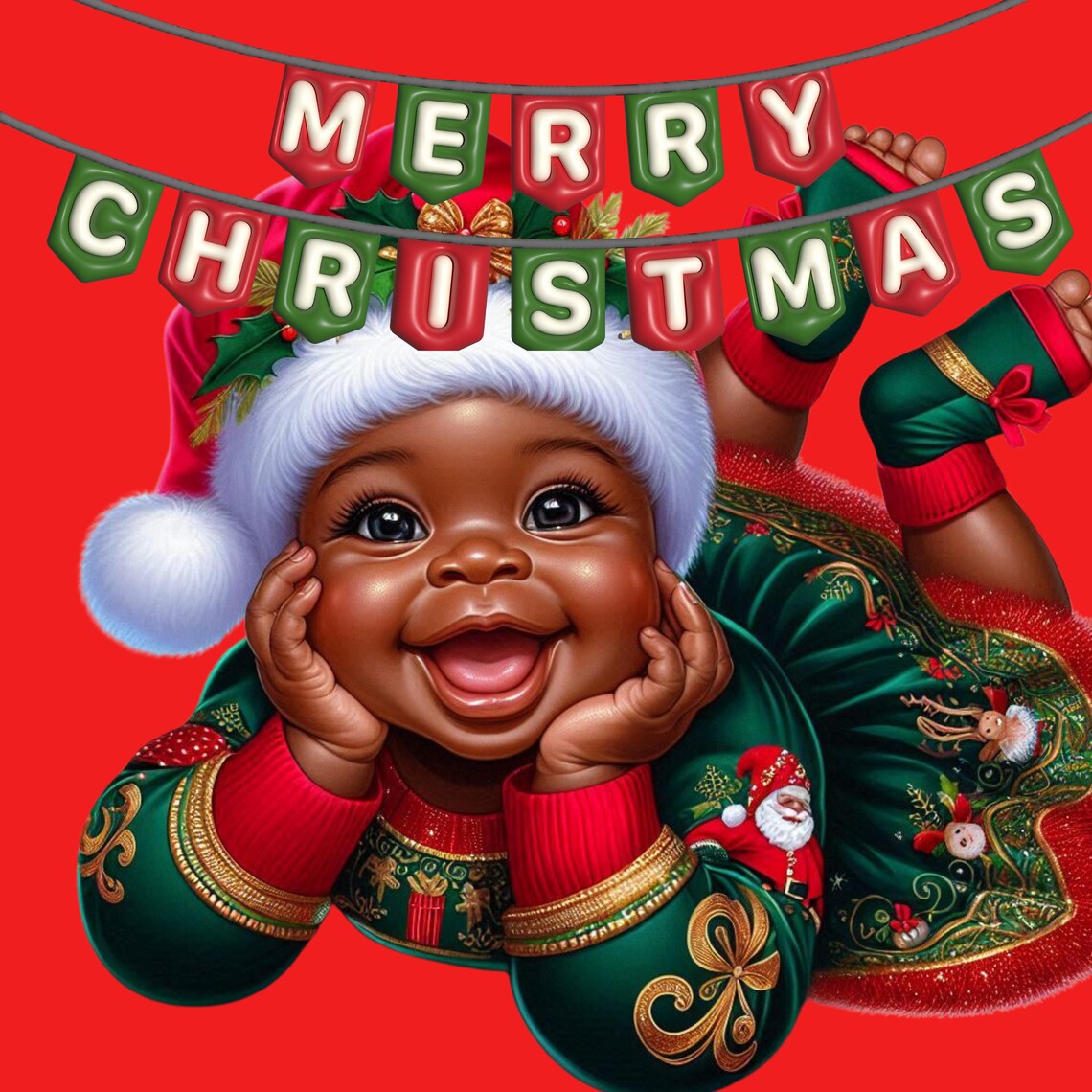 Christmas Babies Clipart: Festive African American PNG Images (52 Files ...