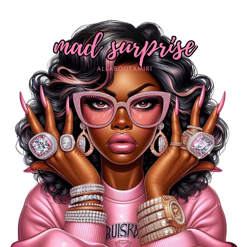 Set of 69 Pink Mad & Surprised Women PNG Images - Perfect for ...