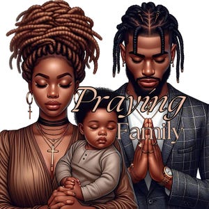 African American Family Praying Hands Artwork Portrait Digital Download ...