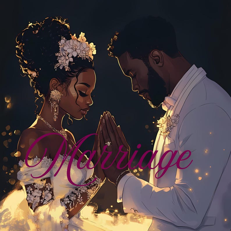 African American Wedding PNG Clipart: Romantic Couple Digital Images ...
