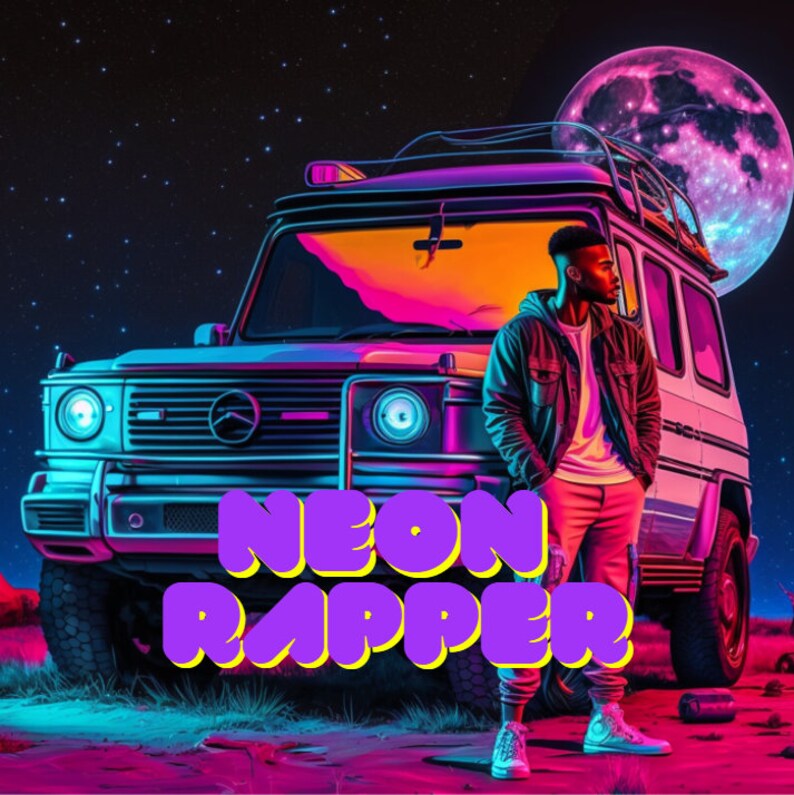 Neon Hip Hop Rapper Night Sky PNG Set Urban Theme Night Sky Moon 16 ...