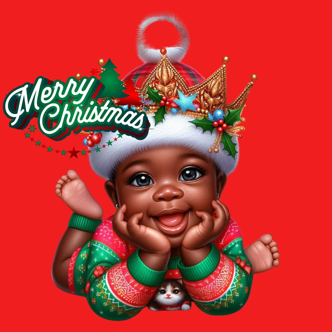 Christmas Babies Clipart: Festive African American PNG Images (52 Files ...