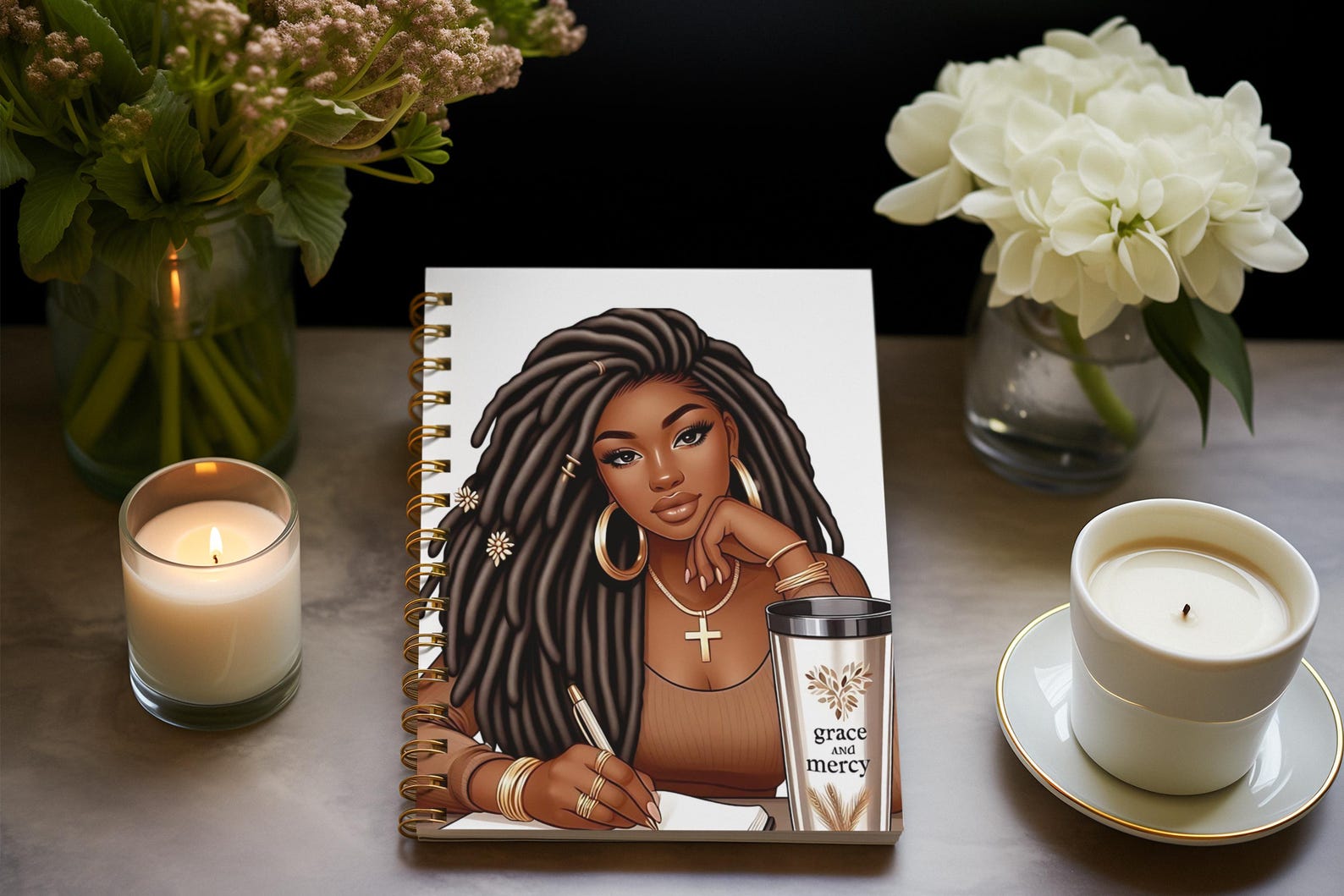 Inspirational African American Woman Art: Grace & Mercy Tumbler Art ...
