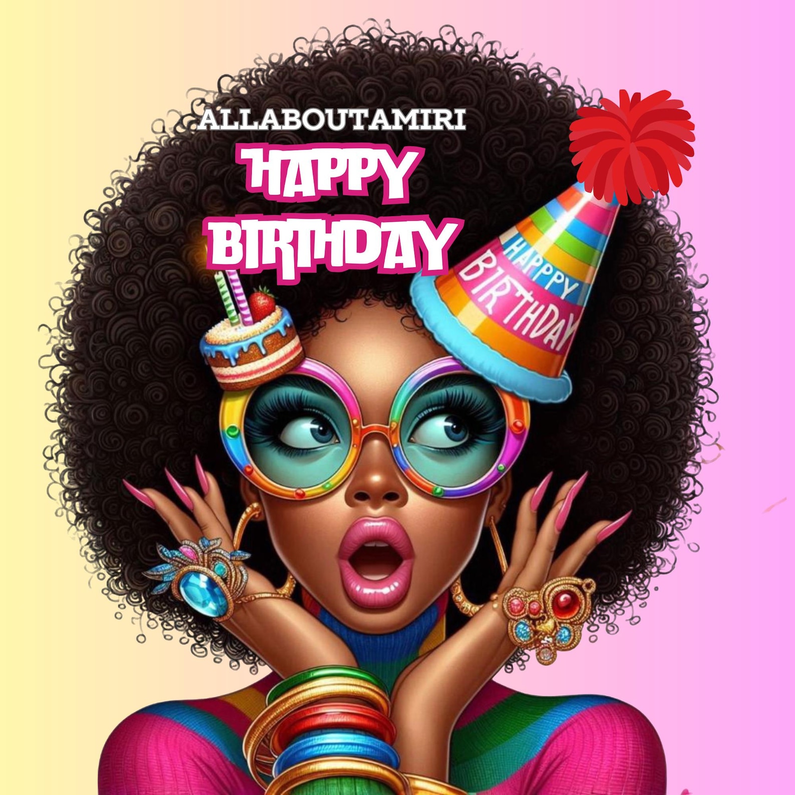 Happy Birthday Surprised African American Women 16 PNG - Etsy