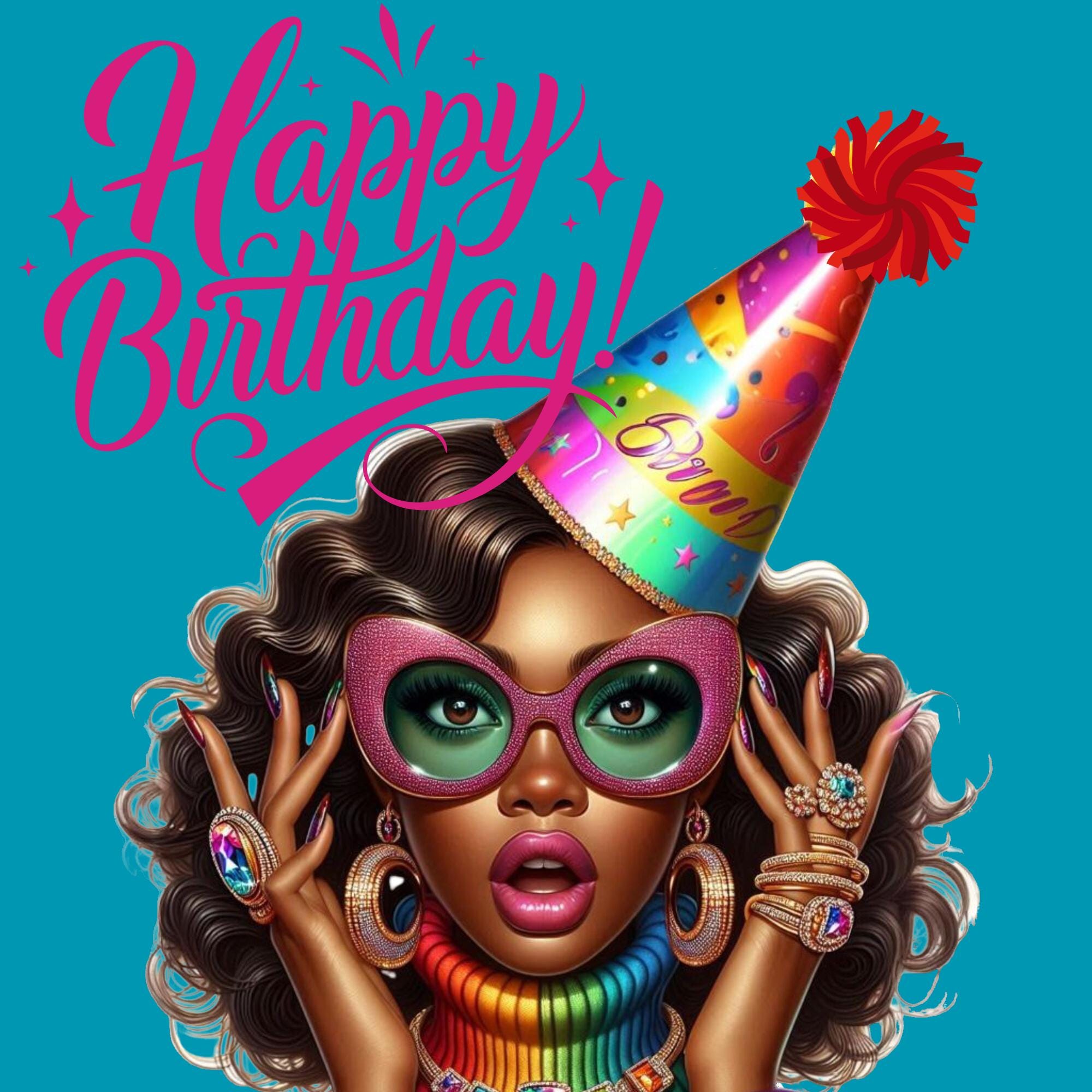 Happy Birthday Surprised African American Women 16 PNG - Etsy