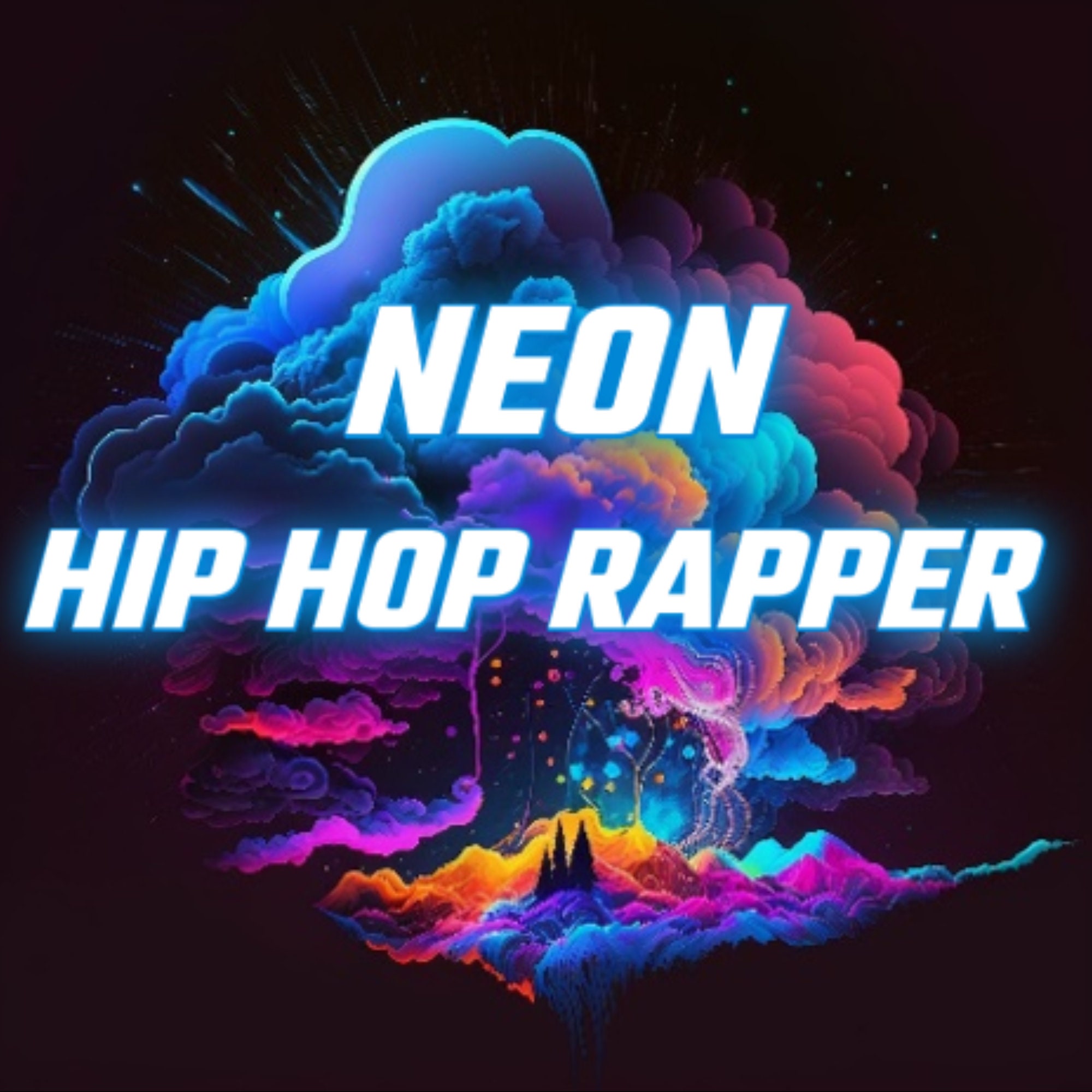 Neon Hip Hop Rapper Night Sky PNG Set Urban Theme Night Sky Moon 16 ...