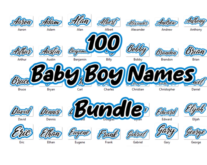 Timeless Baby Boy Names Collection - 100 PNG Files Including Wyntex ...
