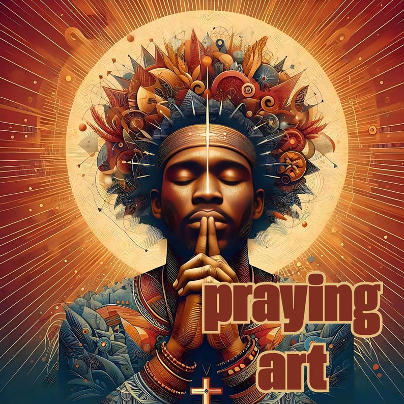 Praying Men Art Print Set: Spiritual African American Home Decor (PNG ...