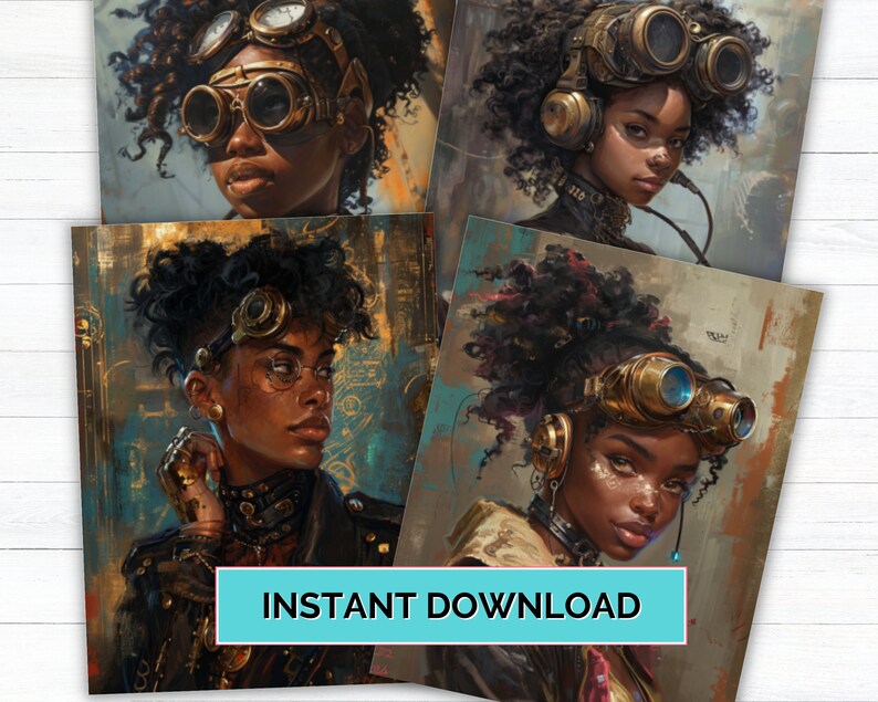 Steampunk Afro Art: African American PNG Images (digital Download) - Etsy