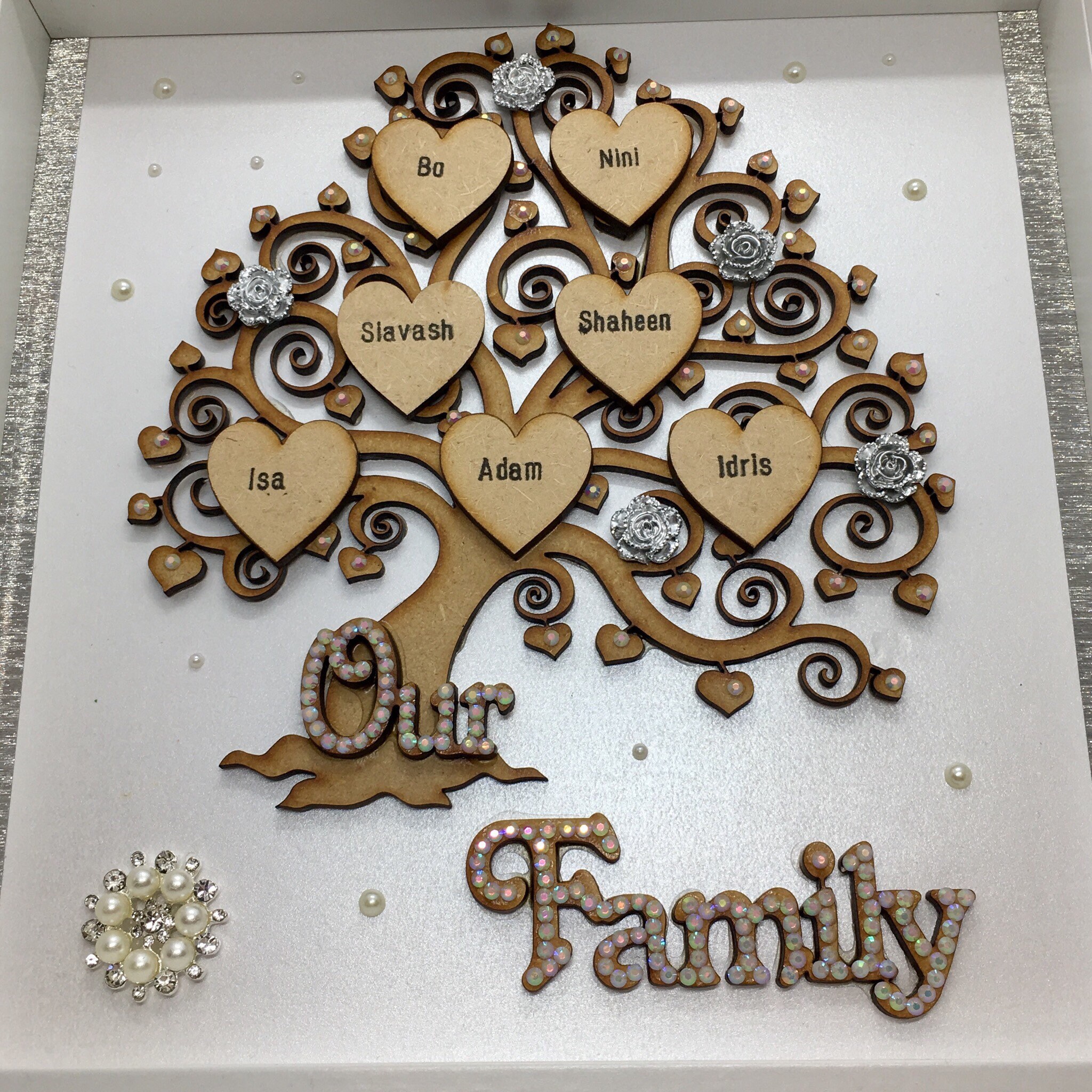 Personlised Gem Family Tree Frame, 25cmx 25cm Frame, Personalised ...