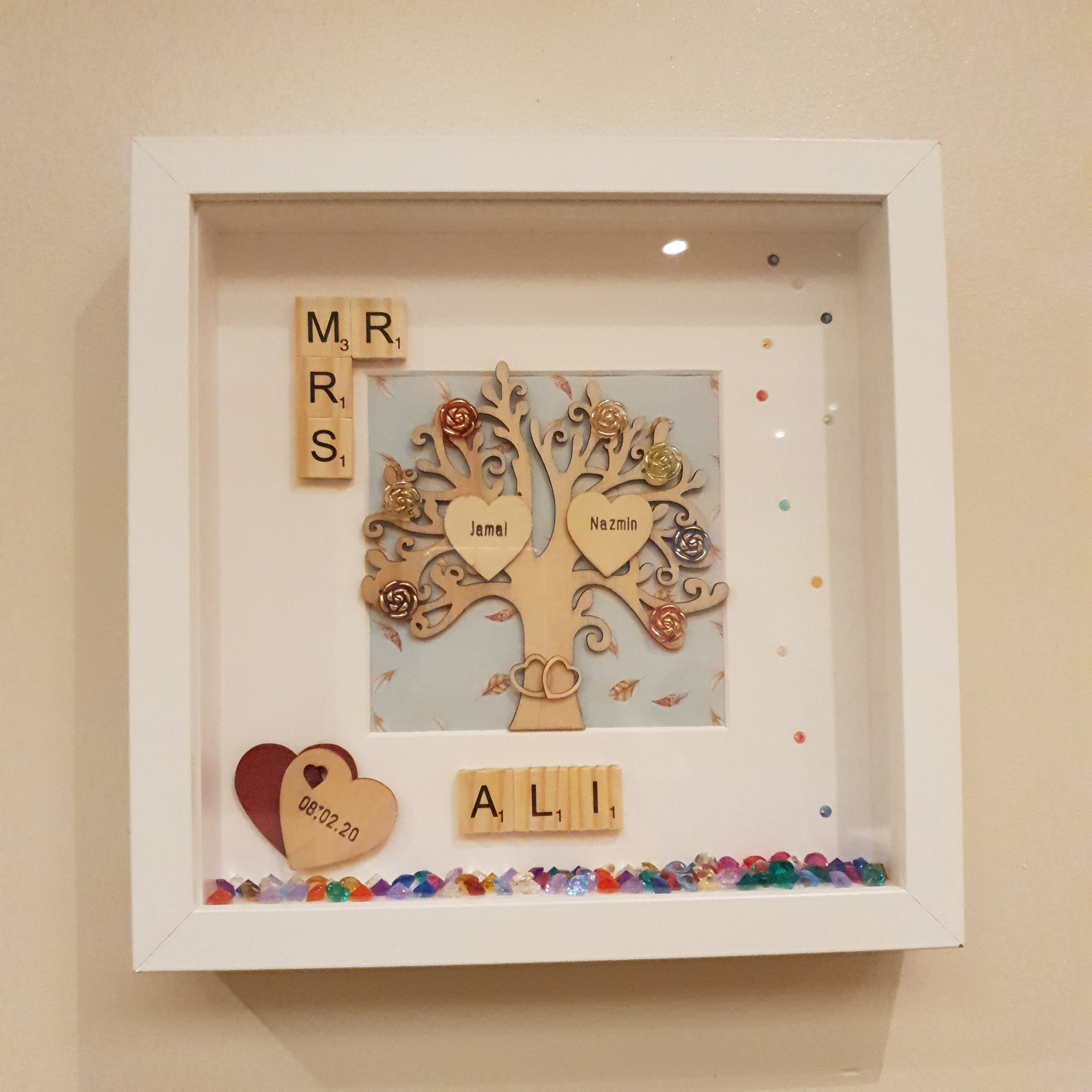 Mr & Mrs Personalised Wedding family Tree Frame Scrabble - Etsy