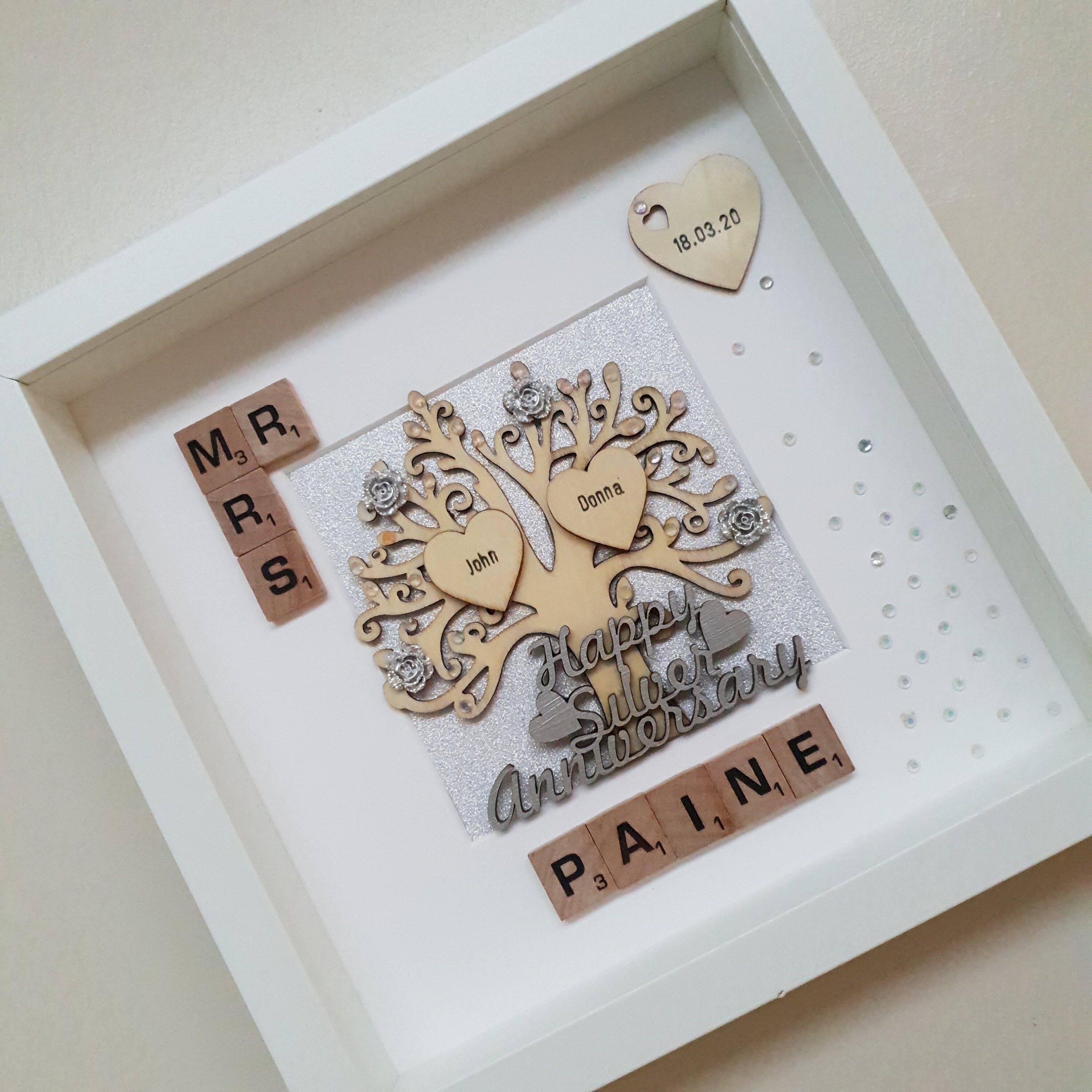 Mr & Mrs Personalised Wedding family Tree Frame Scrabble - Etsy