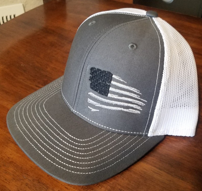 Tattered American Flag Hat Custom Emroidered Richardson 112 | Etsy