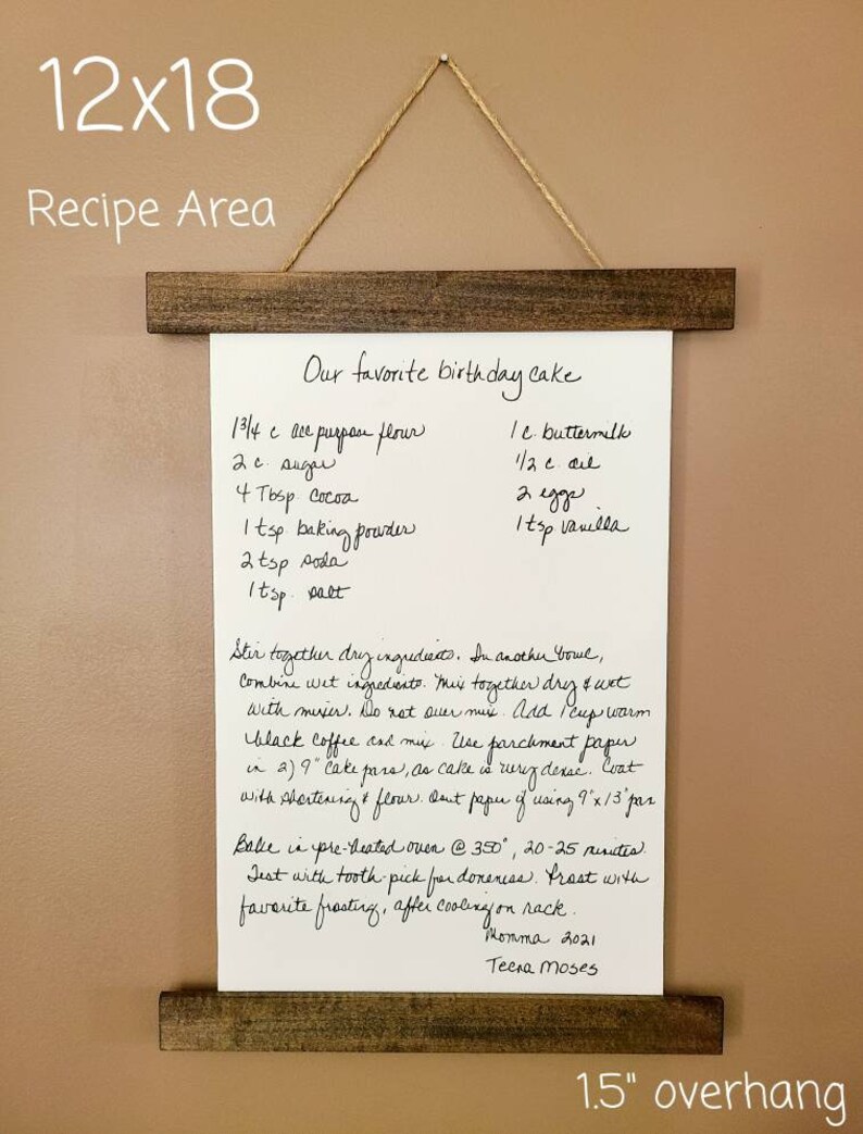 Canvas Banner Recipe Sign Handwritten Recipe Gift Original | Etsy