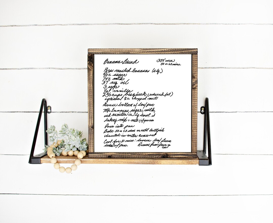 Handwritten Recipe Sign | Handwritten Recipe Gift | Custom Handwriting ...