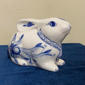Vintage Blue and White Ceramic Rabbit Money Box - Etsy