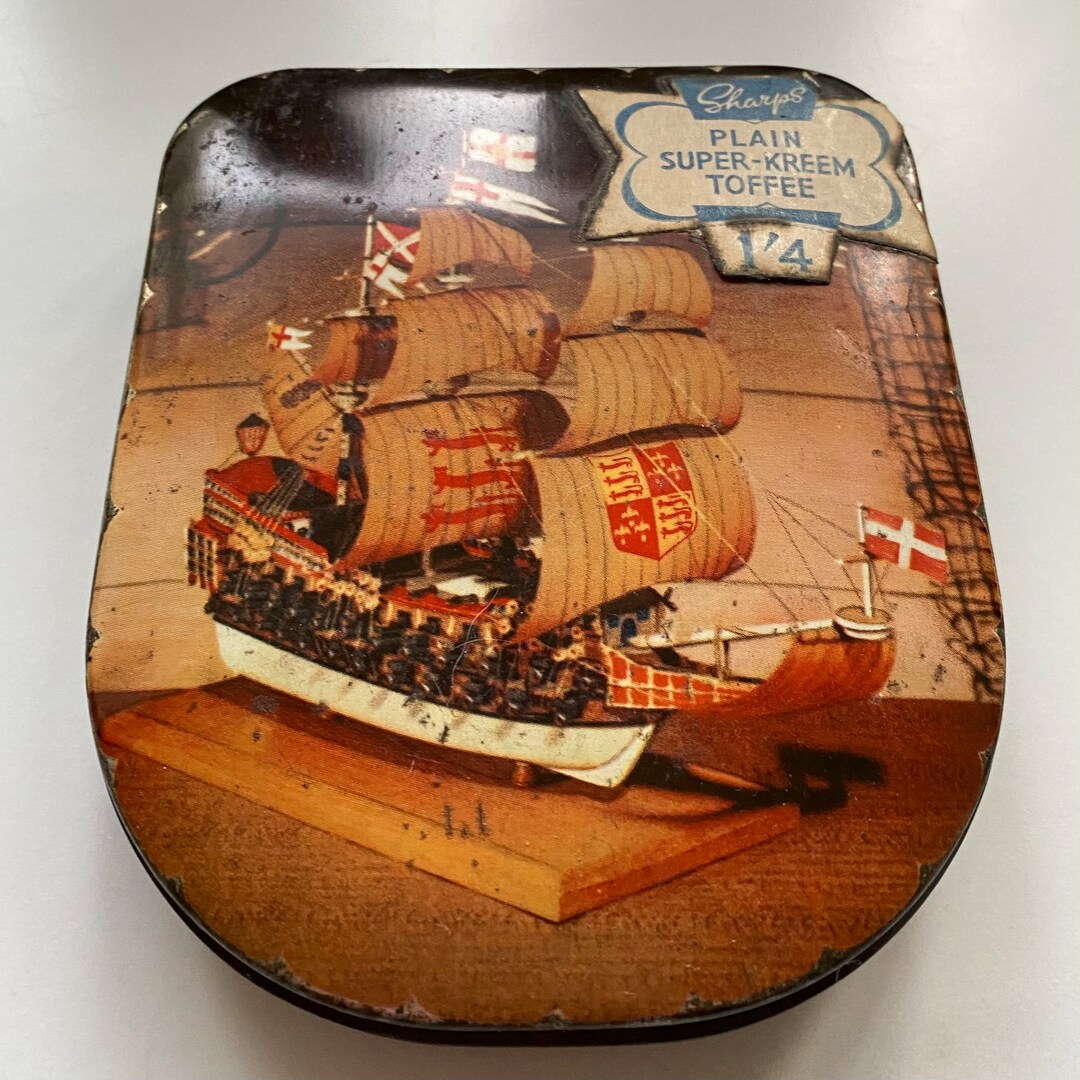 Vintage Sharps Super Kreem Toffee Tin- Ship Design With Original Price ...