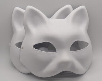 Four Blank/plain Paper Mache Cat or Fox Masks With Mesh. Works Well for ...