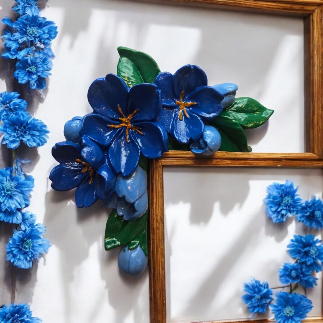 Hand-painted Resin Corner Flowers - Enchanted Floral Wall Decor for ...