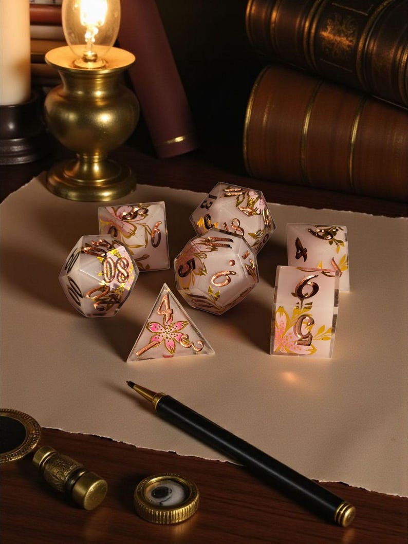 The Philosopher’s Bloom | Sharp Edge Resin Dice Set | Arcane Floral ...