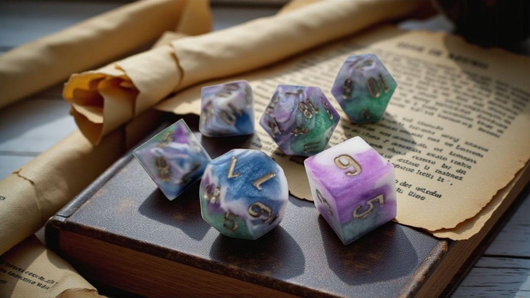Dreamglass Relic | Sharp Edge Resin Dice Set With Pastel Fey Swirls ...
