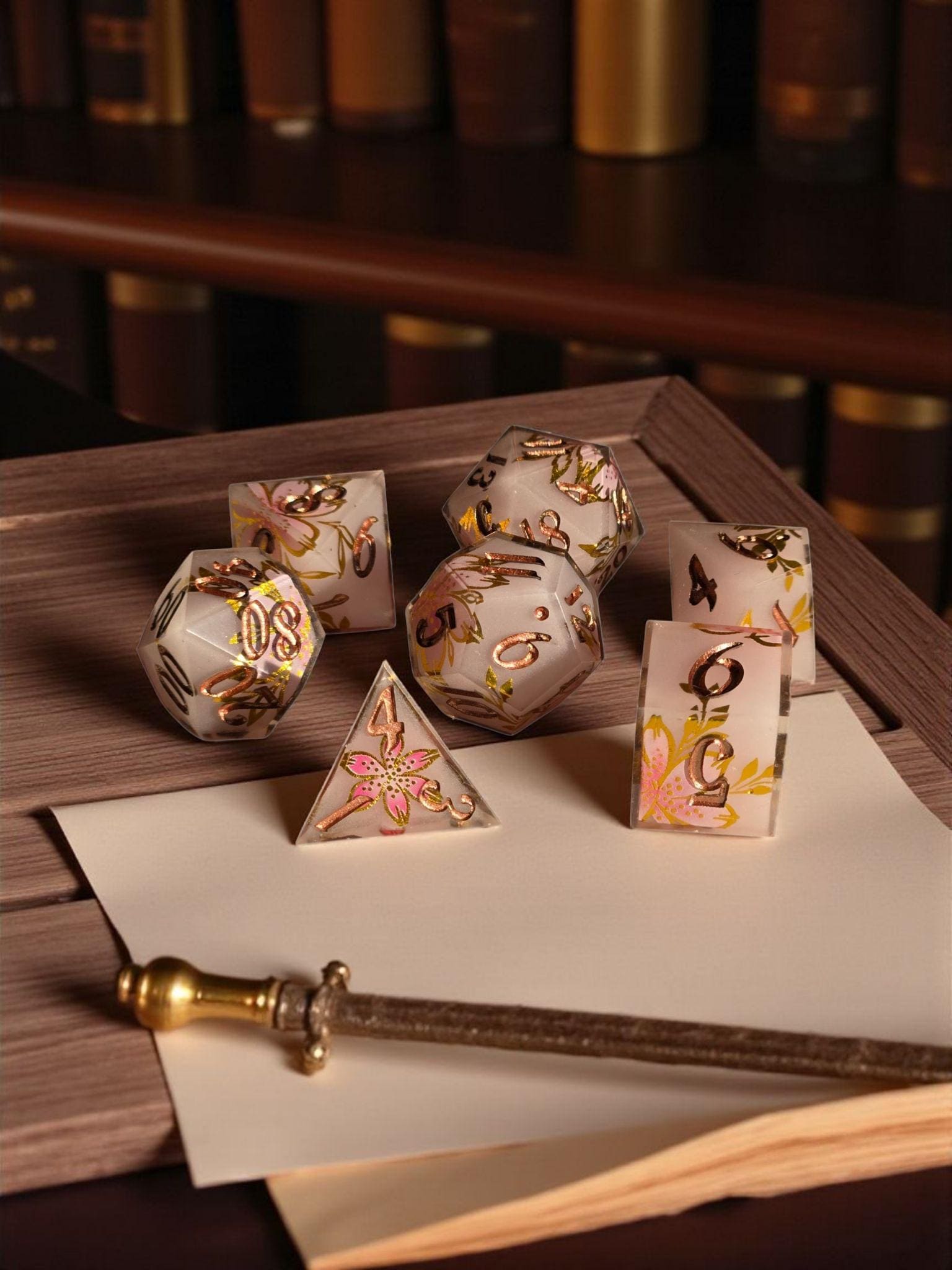 The Philosopher’s Bloom | Sharp Edge Resin Dice Set | Arcane Floral ...