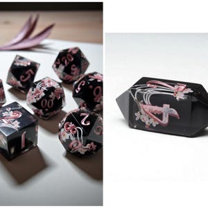 Petals of the Veil Dice Set - Black Resin RPG Dice With Enchanted ...