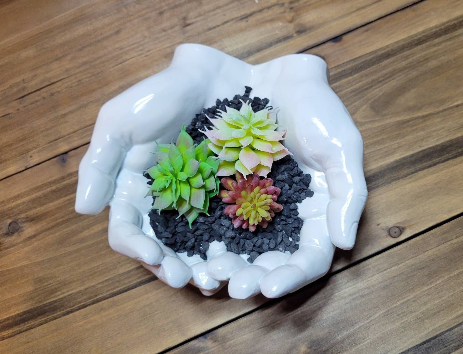 Cupped Hands, plant pot, catch all, cement