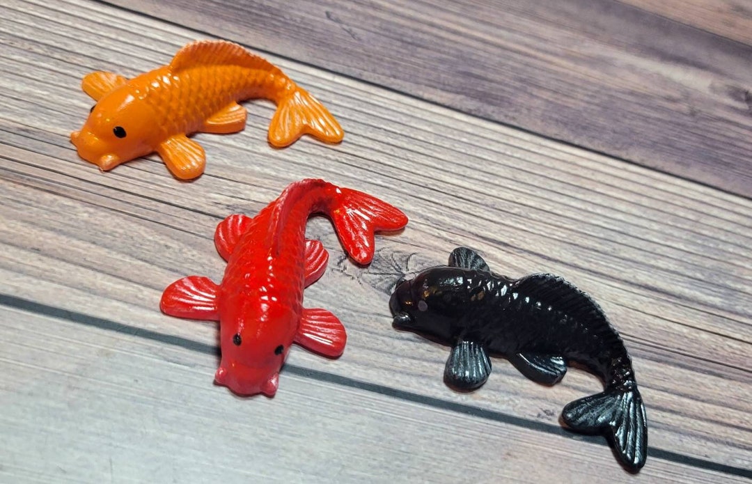Mini Koi Fish Solid Colors, Resin Set of 3, Pond Décor, Water, Sinking ...