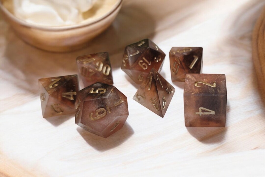 Coffee and Cream, Dice Set, Sharp Edge Dice Set, RPG Dice Set - Etsy