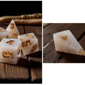 Sanctum of the Ivory Veil | Sharp Edge Resin Dice Set | Ivory & Gold ...