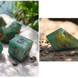 Woodland Seeds Dice Set - Sharp Edge Resin RPG Dice With Forest Greens ...