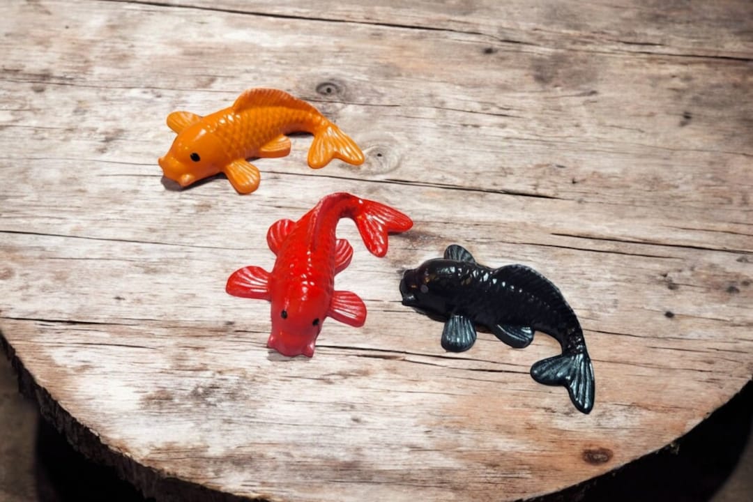 Mini Koi Fish Solid Colors, Resin Set of 3, Pond Décor, Water, Sinking ...