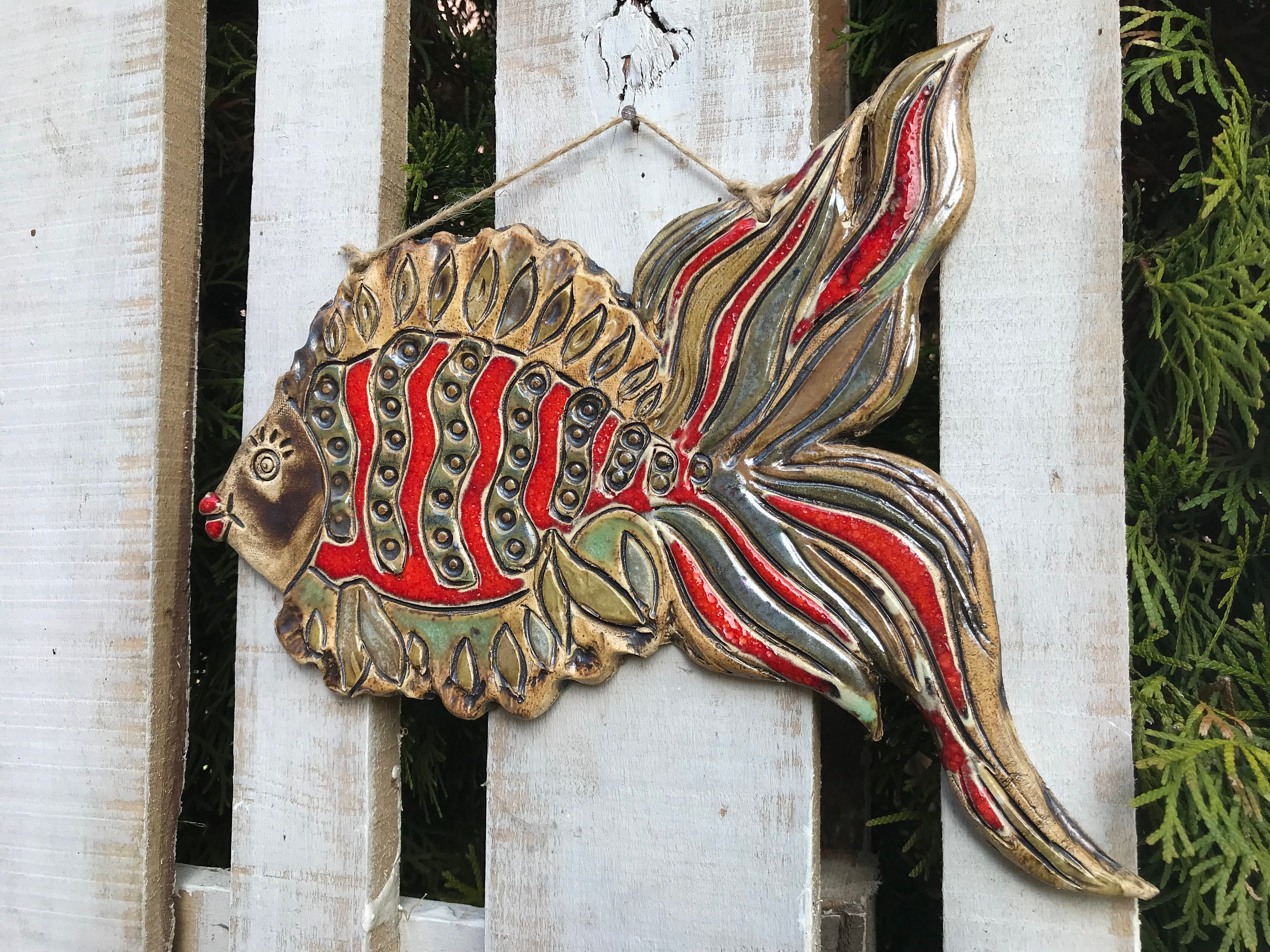 Ceramic Fish Wall Decor Fish Zodiac Decor Fish Rustic Home - Etsy