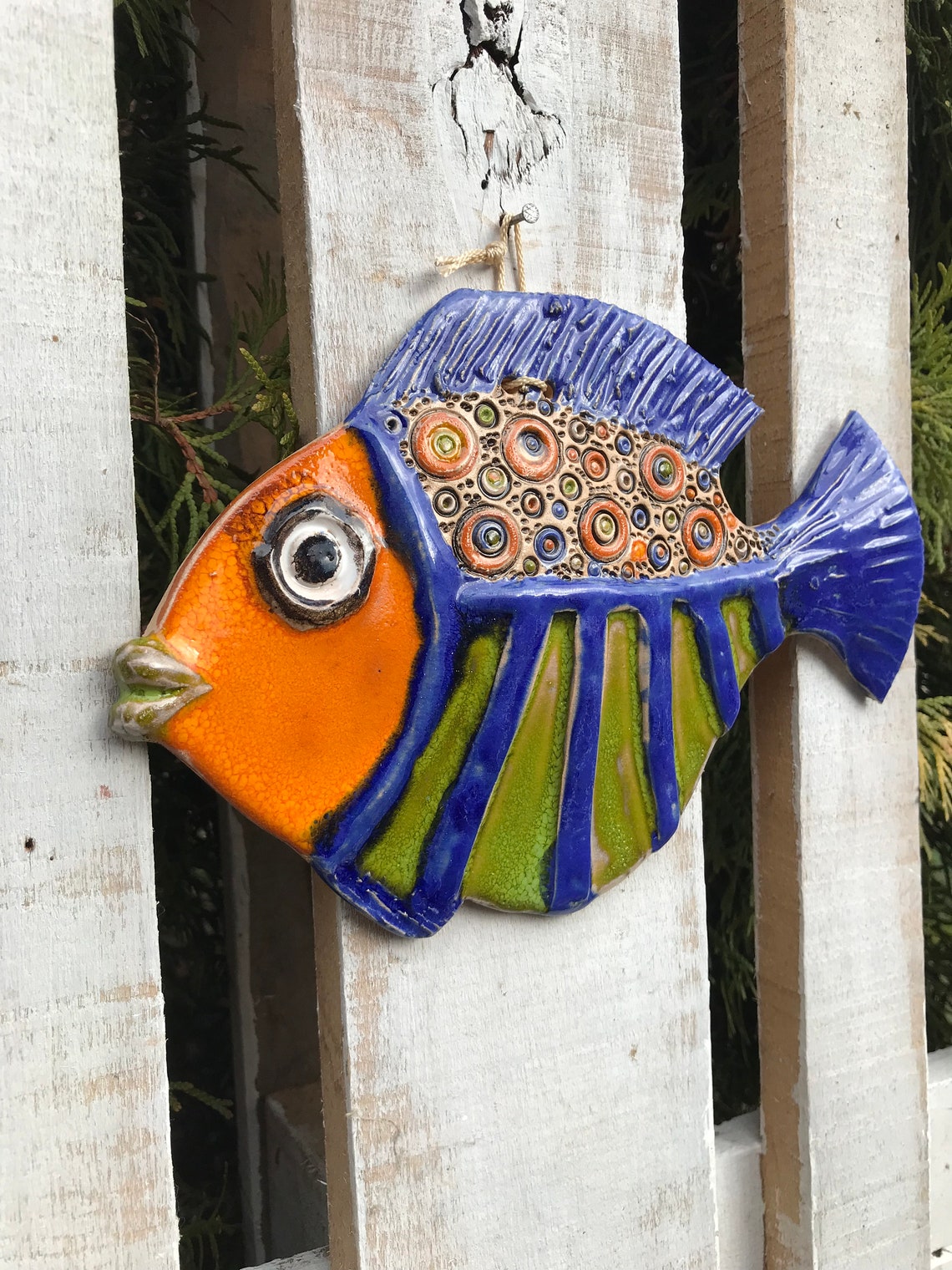 Ceramic Fish Wall Decor Fish Zodiac Decor Fish Rustic Home Decor Clay ...