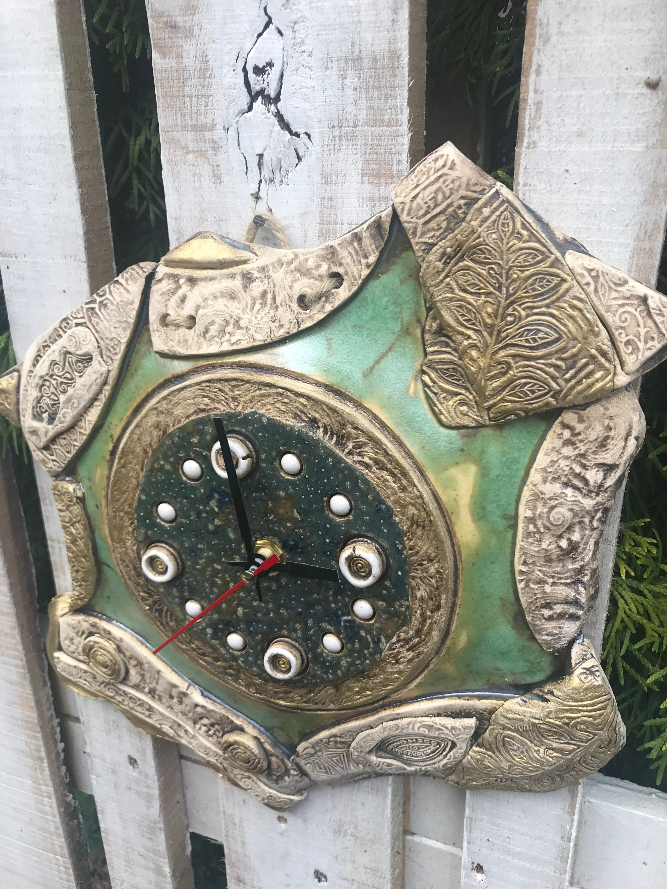 Handmade ceramic clock Purple for wallhand paintedWall | Etsy