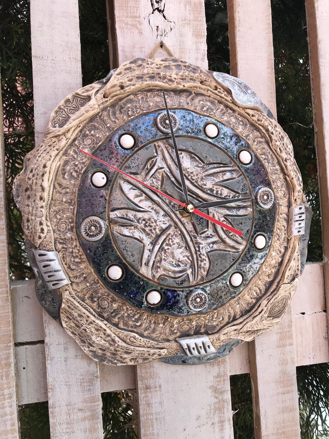 Handmade Ceramic Clock for Wall,hand Painted,wall Decor,unique Clock ...