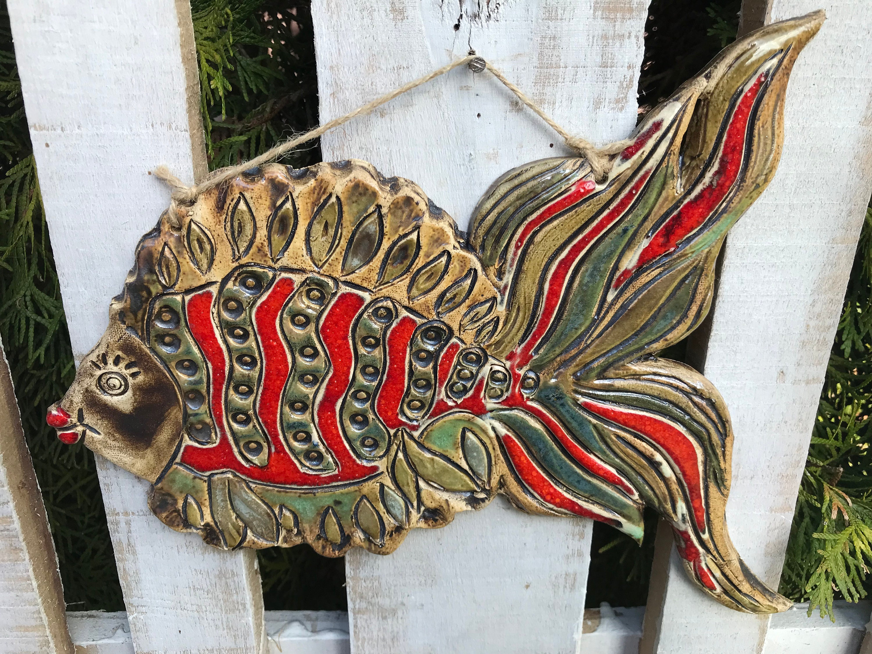 Ceramic Fish Wall Decor Fish Zodiac Decor Fish Rustic Home - Etsy