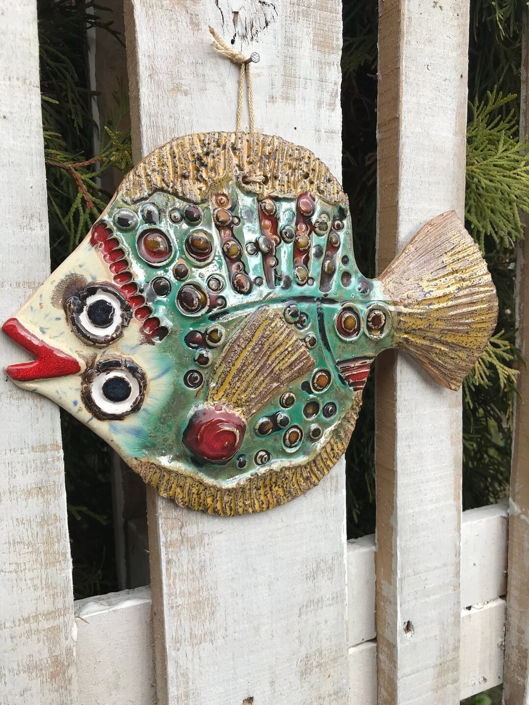 Ceramic Fish Wall Decor Fish Zodiac Decor Fish Rustic Home Decor Clay ...