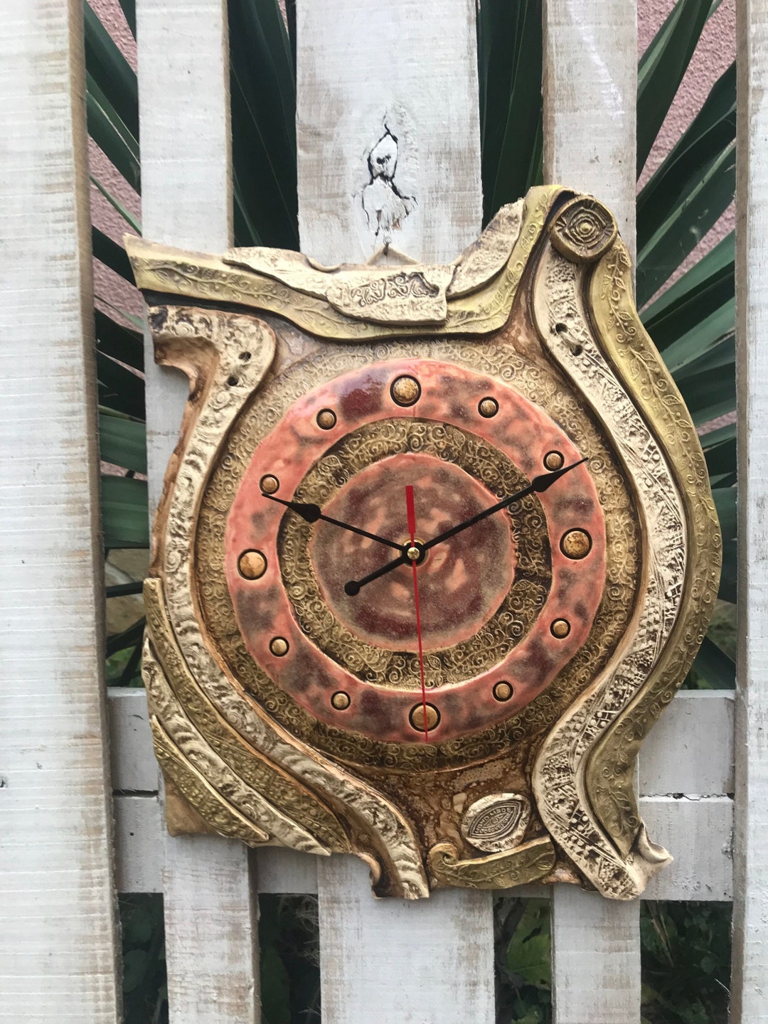 Handmade Ceramic Clock Blue for Wall,hand Painted,wall Decor,unique ...