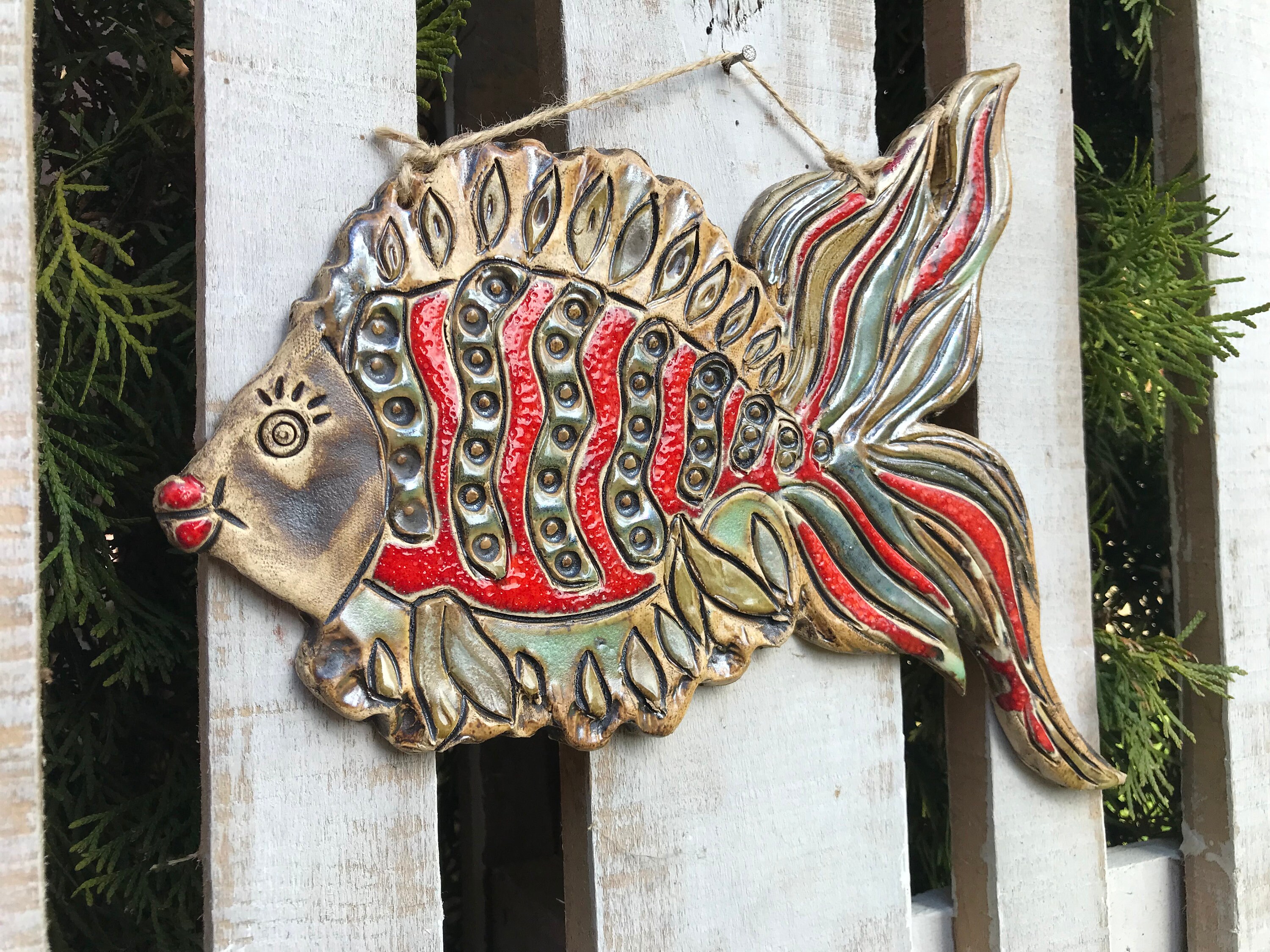 Ceramic Fish Wall Decor Fish Zodiac Decor Fish Rustic Home - Etsy