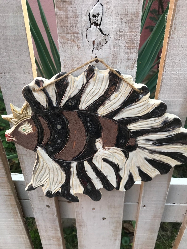 Handmade Ceramic Fish Wall Art - Rustic Coastal Decor - Etsy