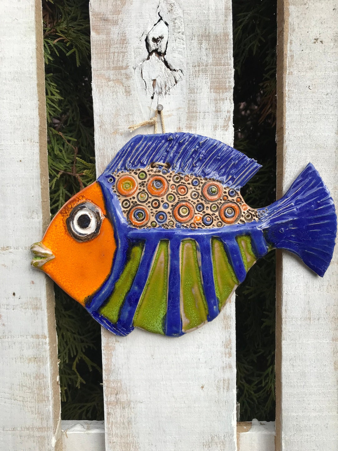 Ceramic Fish Wall Decor Fish Zodiac Decor Fish Rustic Home Decor Clay ...