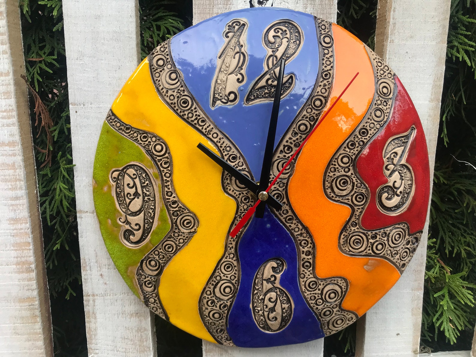 Handmade Ceramic Wall Clock, Colorful Home Decor Art - Etsy