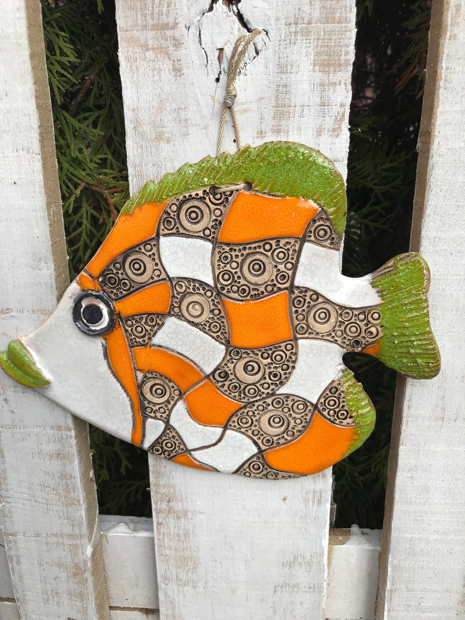 Handmade Ceramic Fish Wall Hanging, Rustic Coastal Decor - Etsy