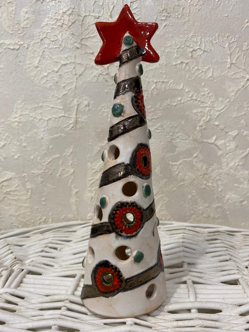 Handmade Ceramic Christmas Tree Candle Holder, , Tealight Lantern - Etsy