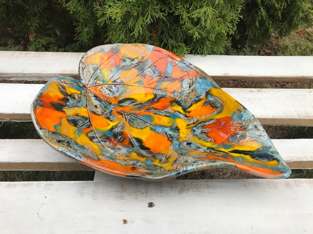 Colorful Leaf Ceramic Bowl, Modern Pottery, Handmade Art - Etsy