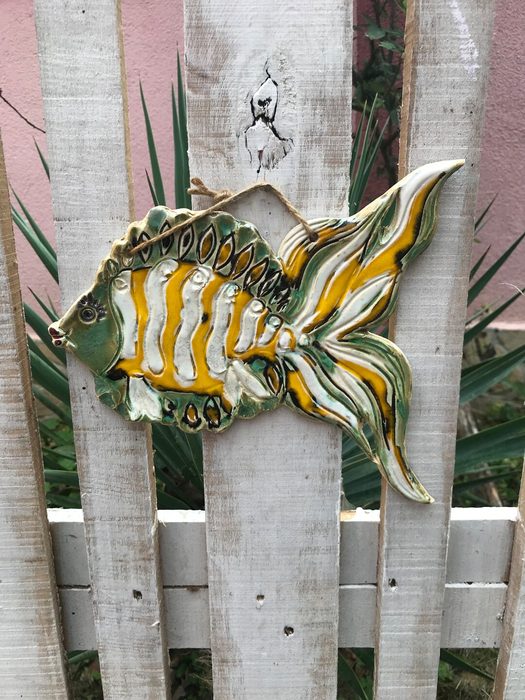 Ceramic Fish Wall Decor Fish Zodiac Decor Fish Rustic Home Decor Clay ...