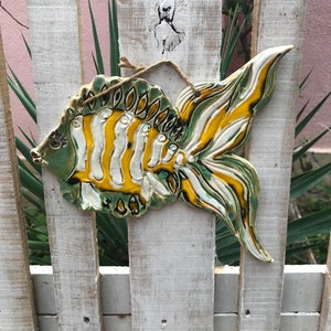 Ceramic Fish Wall Decor Fish Zodiac Decor Fish Rustic Home Decor Clay ...