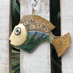 Ceramic Fish Wall Decor Fish Zodiac Decor Fish Rustic Home Decor Clay ...